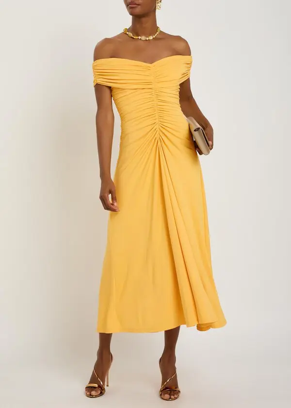 Simkhai Sheyda Draped Midi Dress - Yellow
