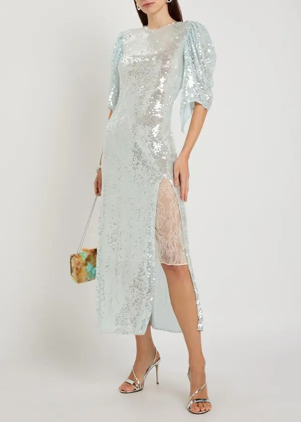 ROBERTA EINER Sequin-embellished Stretch-mesh Maxi Dress