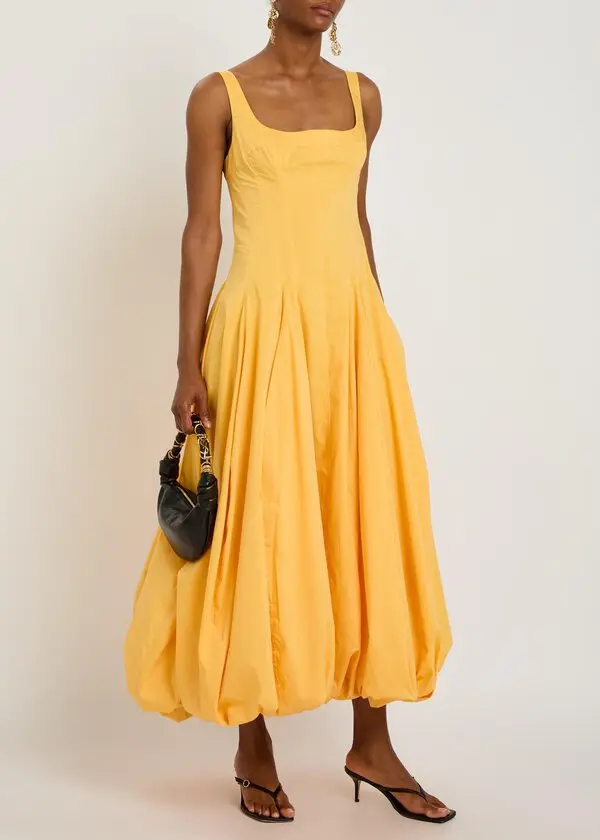 Simkhai Hally Cotton-blend Poplin Midi Dress - Yellow