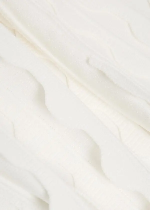 Simkhai Brionne Scalloped Knit Midi Dress With Fringe - Ivory