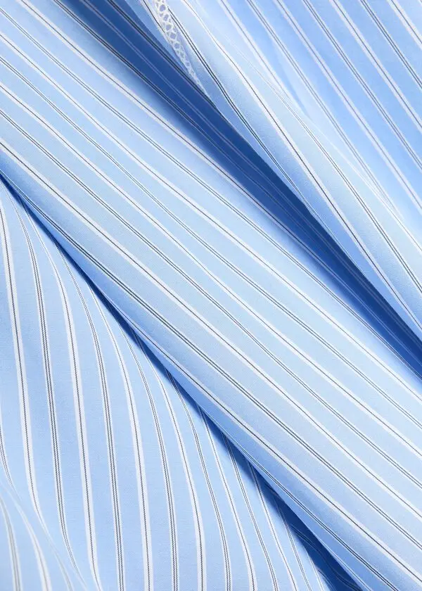 Simkhai Avalleigh" Striped Cotton Midi Dress With Lace Trims - Blue