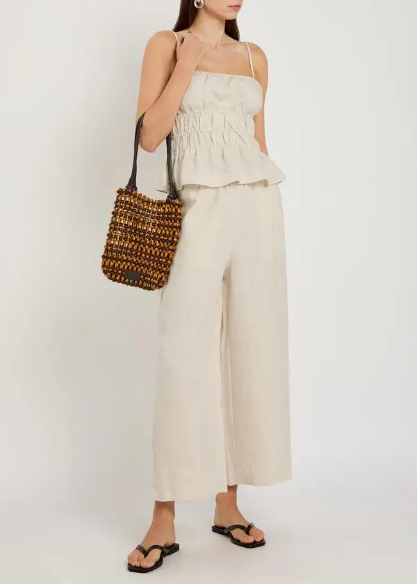 Staud Mateo Cropped Wide-leg Linen Trousers