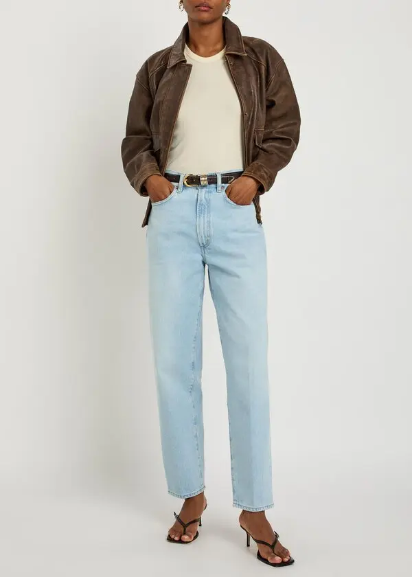 AGOLDE X Maria Mcmanus High-rise Tapered-leg Jeans - Light Blue