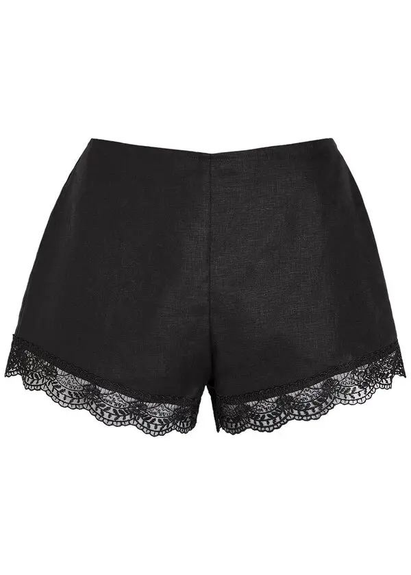 Staud Lace-trimmed Linen Shorts