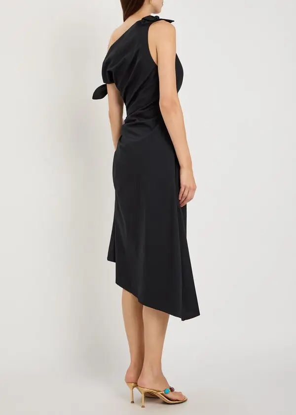 Staud Bellaria Ruched Stretch-cotton Midi Dress