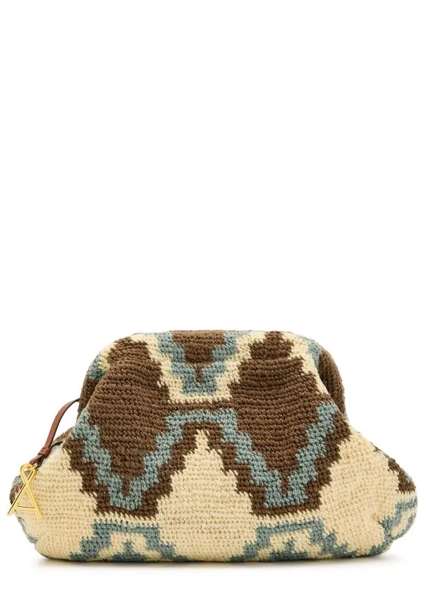AMONG EQUALS Bilum Patterned Wool-blend Clutch - Brown