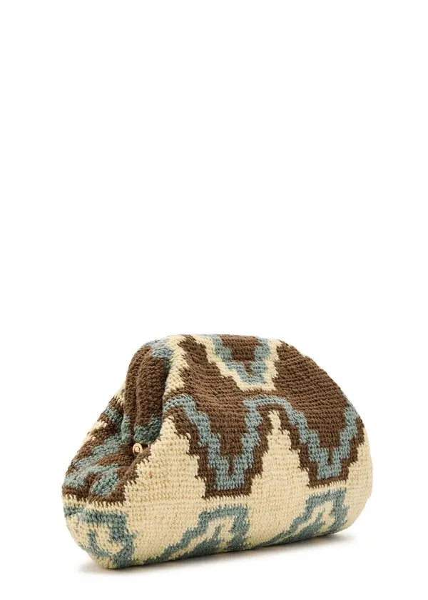 AMONG EQUALS Bilum Patterned Wool-blend Clutch - Brown