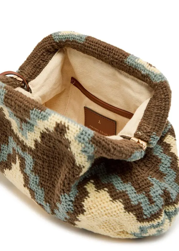 AMONG EQUALS Bilum Patterned Wool-blend Clutch - Brown