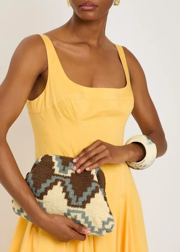 AMONG EQUALS Bilum Patterned Wool-blend Clutch - Brown