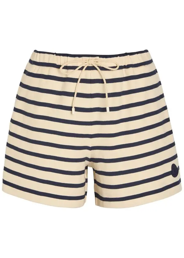 Moncler Striped Cotton Shorts - Beige