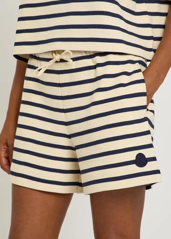 Moncler Striped Cotton Shorts - Beige