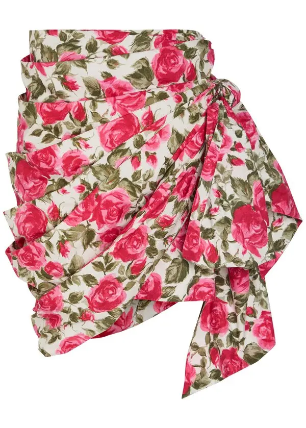 Chloé Floral-print Cotton-poplin Knee-length Wrap Skirt - Pink