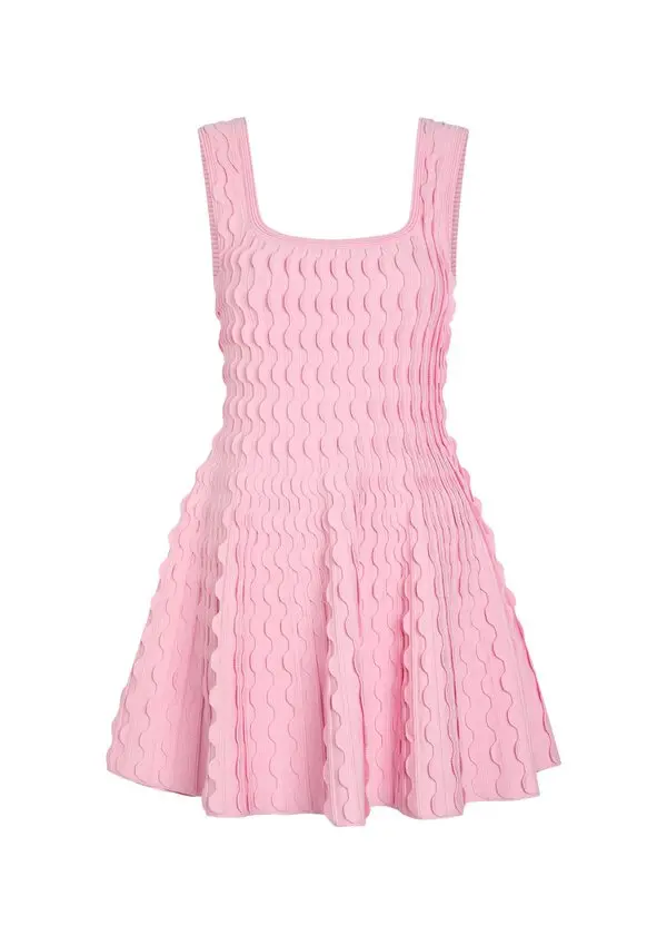 Simkhai Vanna Scalloped Knit Mini Dress - Pink