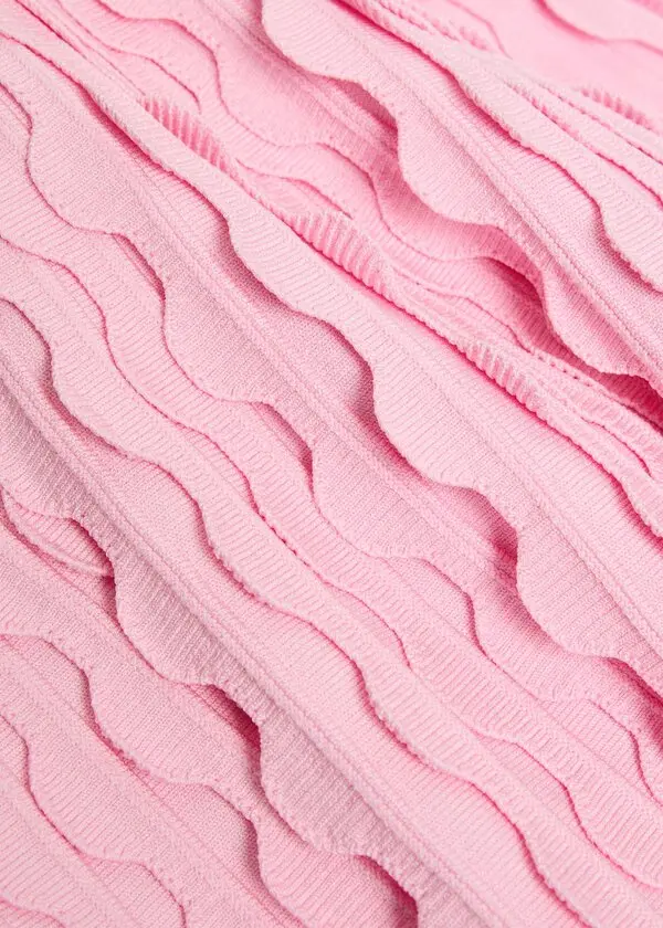 Simkhai Vanna Scalloped Knit Mini Dress - Pink