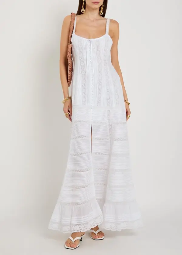 LoveShackFancy Calyx Cotton Maxi Dress - White
