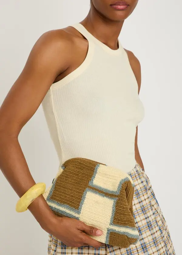 AMONG EQUALS Bilum Handwoven Wool-blend Clutch - Light Brown