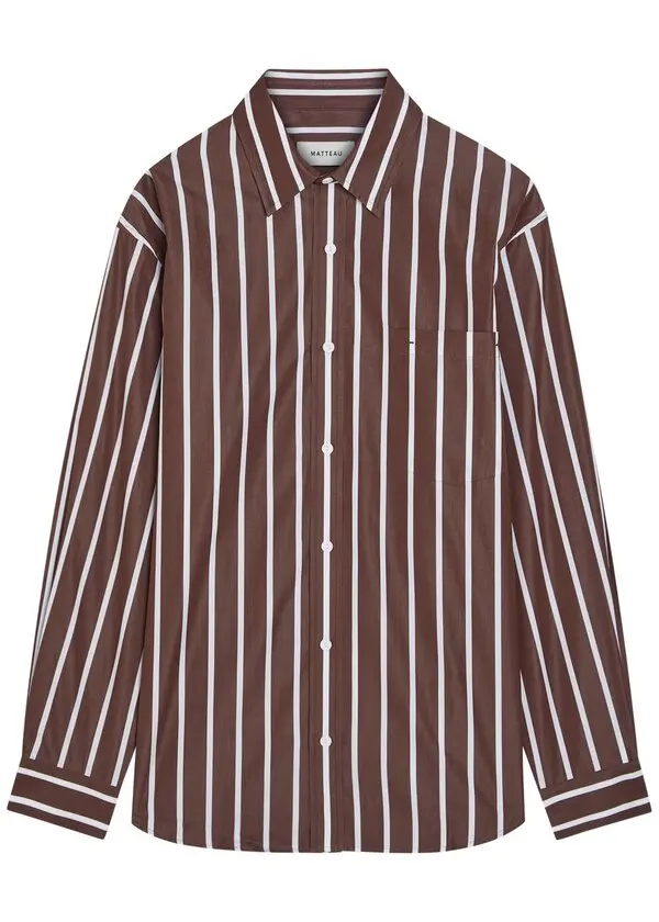 Matteau Striped Cotton-poplin Shirt - Brown