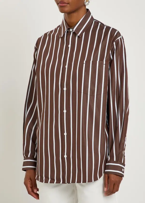 Matteau Striped Cotton-poplin Shirt - Brown