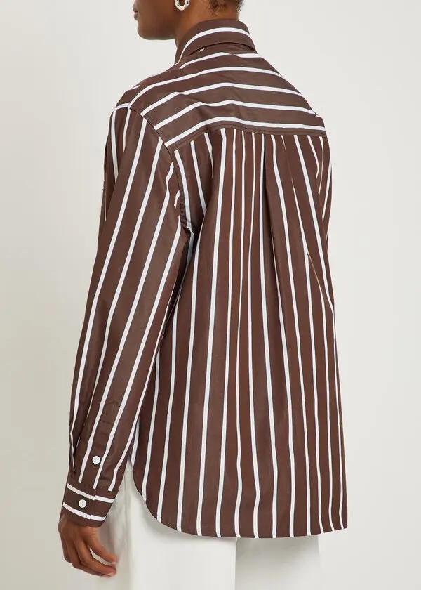 Matteau Striped Cotton-poplin Shirt - Brown