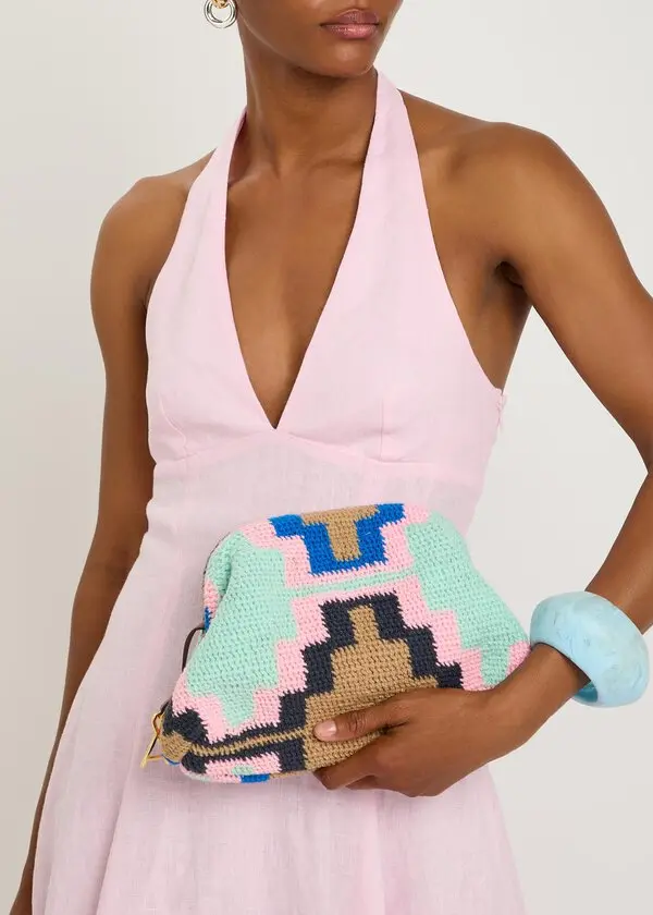 AMONG EQUALS Bilum Patterned Wool-blend Clutch - Pink