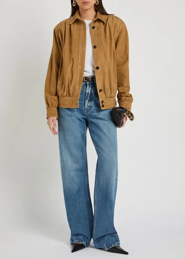 Saint Laurent Gathered Suede Jacket