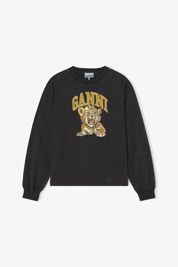 GANNI Long Sleeve Tiger Graphic T-shirt