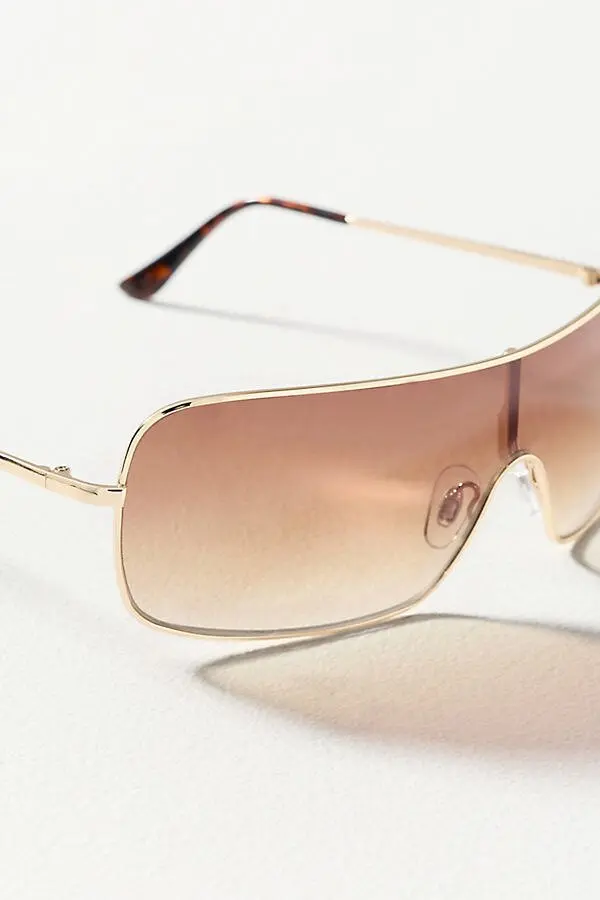 Anthropologie Shield Aviator Sunglasses - Gold