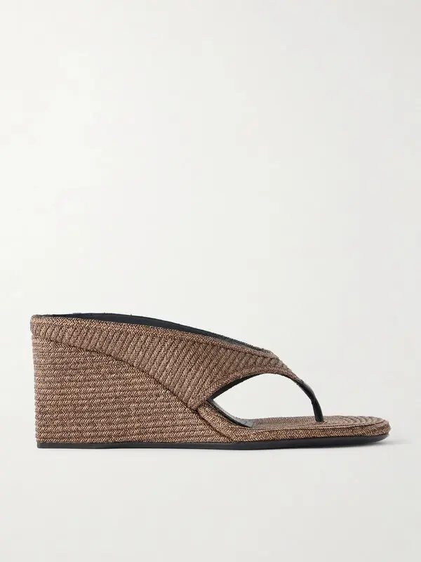 Alaïa Tong 75 Suede Wedge Sandals - Brown