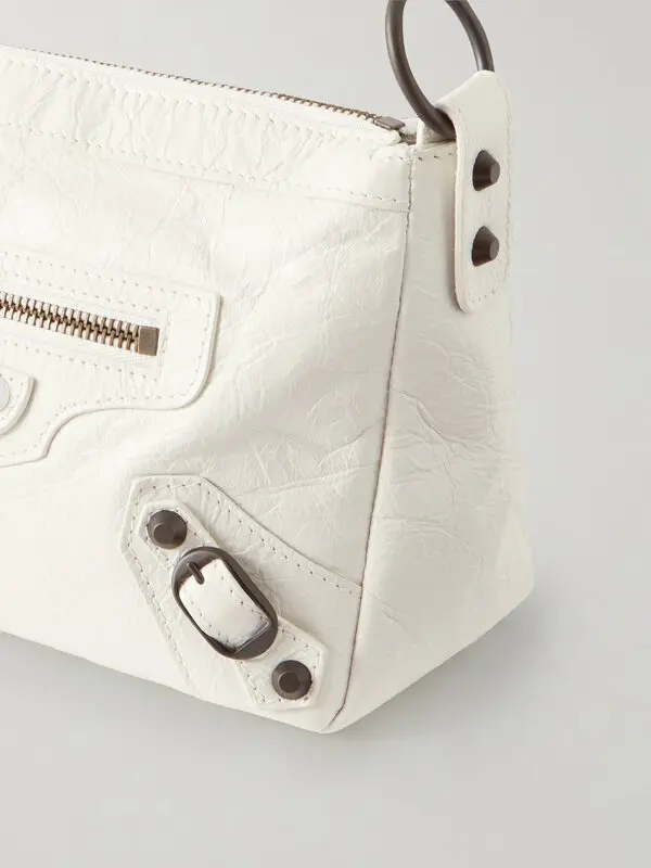 Balenciaga Le City Moto Mini Crinkled-leather Shoulder Bag