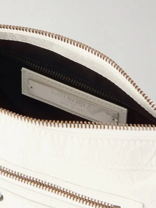Balenciaga Le City Moto Mini Crinkled-leather Shoulder Bag