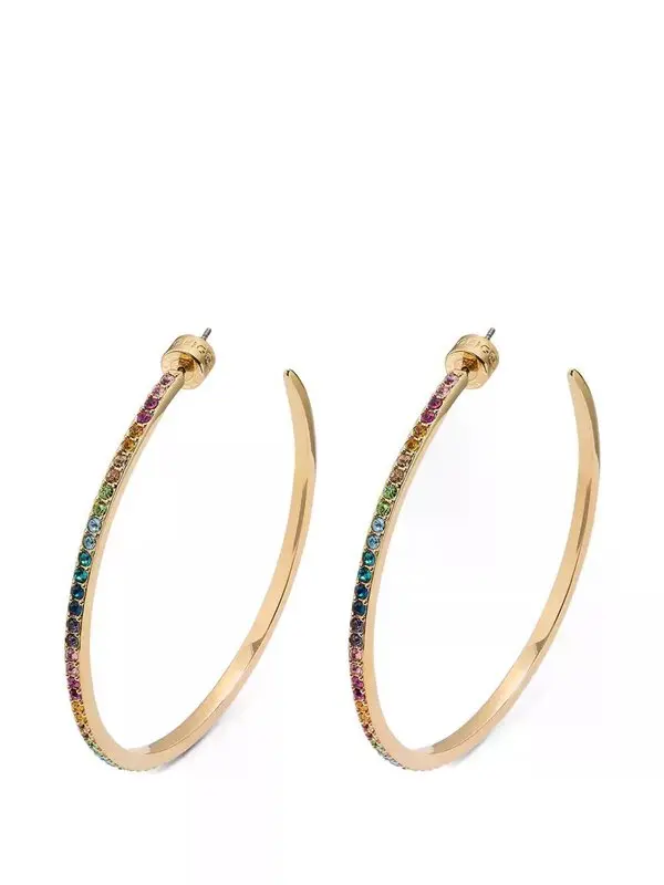 Kurt Geiger Rainbow Crystal Embellished Hoop Earrings - Gold