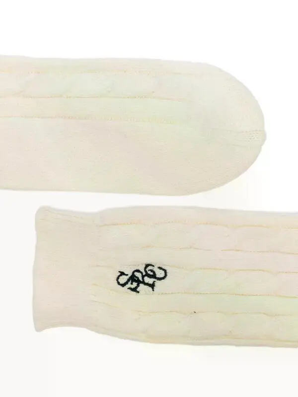 SPORTY & RICH Cable-knit Logo-embroidered Socks