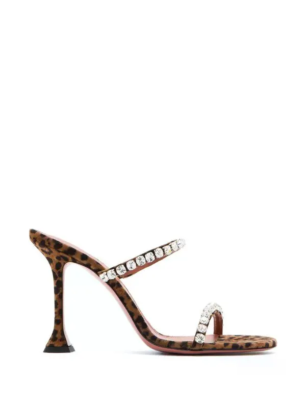 Amina Muaddi Gigi Crystal-embellished Heeled Sandals - Brown