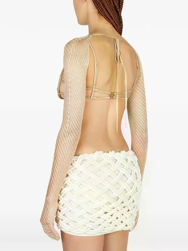 ISA BOULDER Ecru Woven Sleeve Top