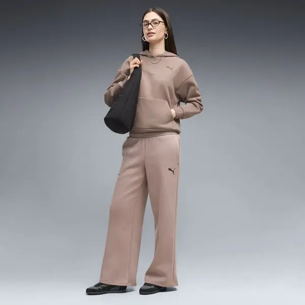 PUMA Elevated Essentials Fleece Wide Leg Sweatpants - Beige