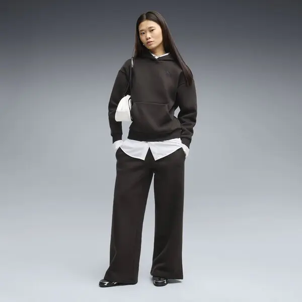 PUMA Elevated Essentials Fleece Wide Leg Sweatpants - Black