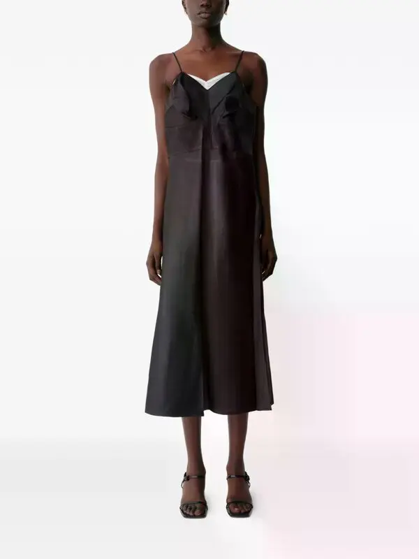 Calvin Klein Satin Finish Spaghetti Strap Dress - Black
