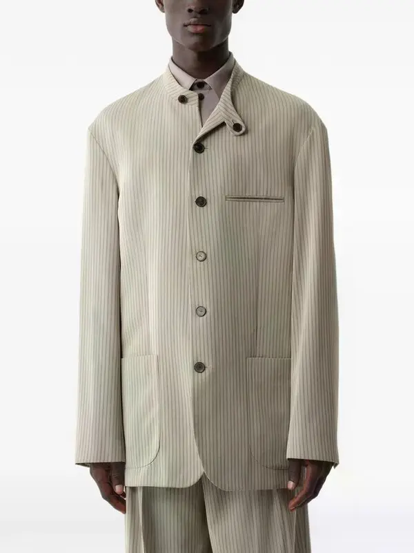 Calvin Klein Pinstripe-pattern Mandarin-collar Jacket