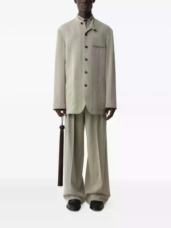 Calvin Klein Pinstripe-pattern Mandarin-collar Jacket