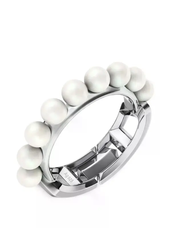 DIESEL® Pearl Embellished Band Ring - Silver