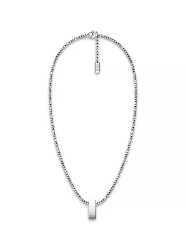 DIESEL® Enamel D Logo Pendant Necklace - Silver