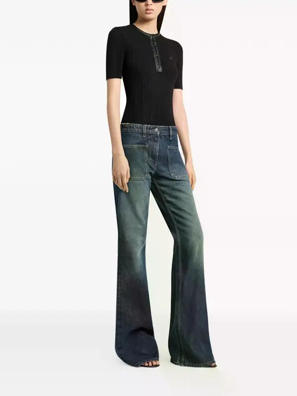 COURREGES Ribbed Knit T-shirt With Vinyl Trim