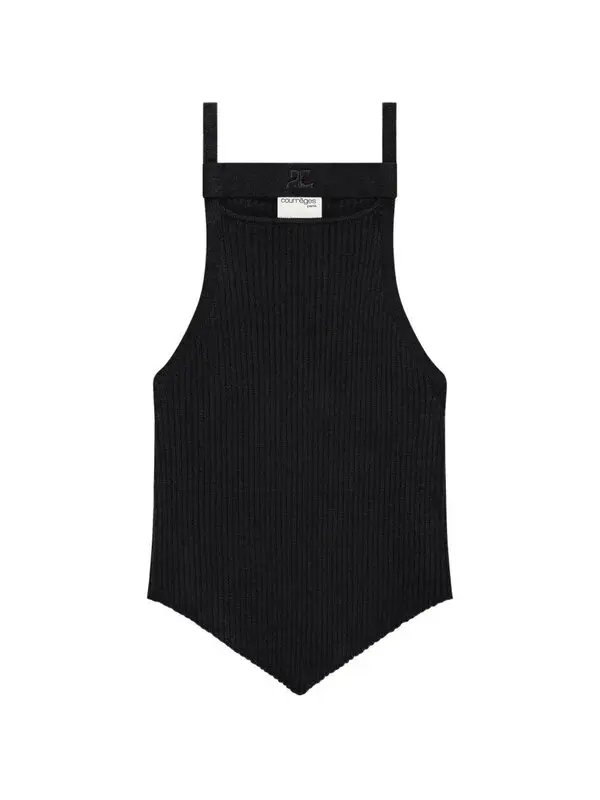 COURREGES Ribbed-knit Chest-strap Tank Top - Black