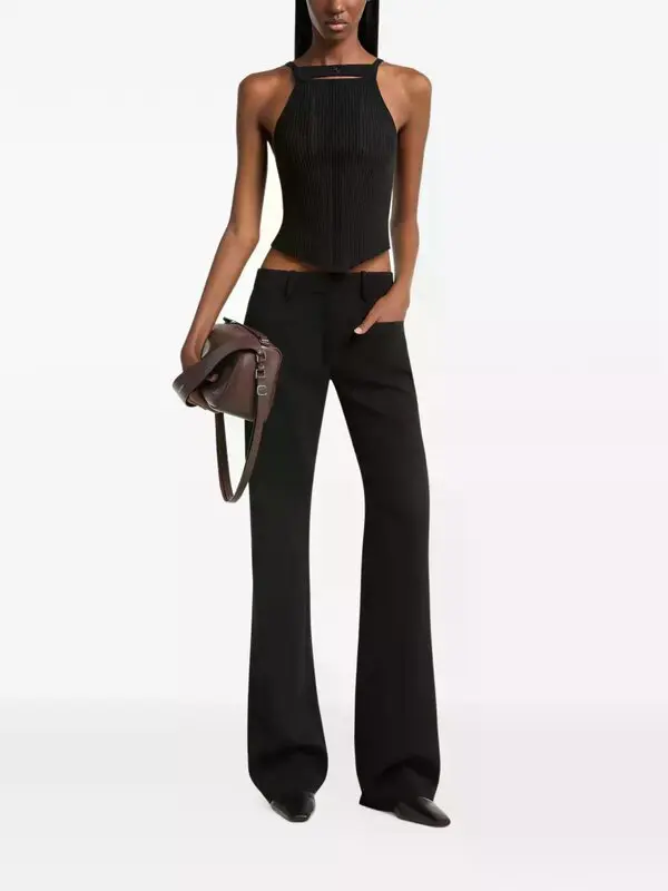COURREGES Ribbed-knit Chest-strap Tank Top - Black