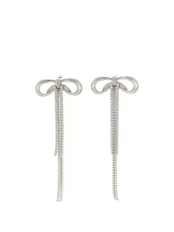SELF-PORTRAIT Crystal Embellished Bow Drop Earrings