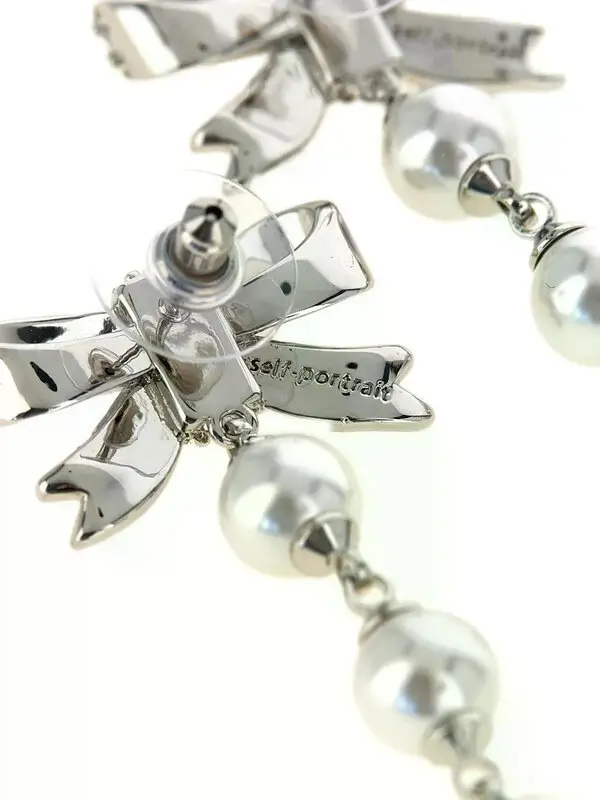 SELF-PORTRAIT Crystal-embellished Pearl-droplet Earrings