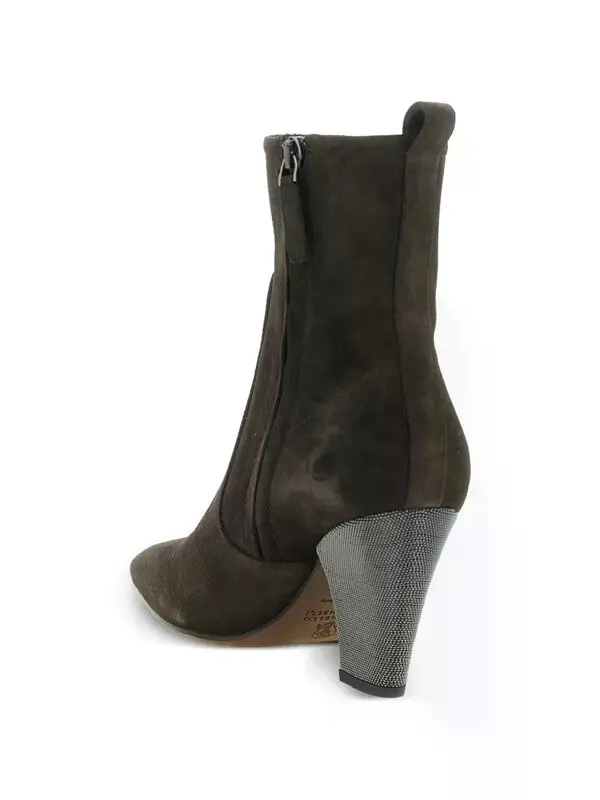 Brunello Cucinelli Suede Ankle Boots With Monile Embellishment