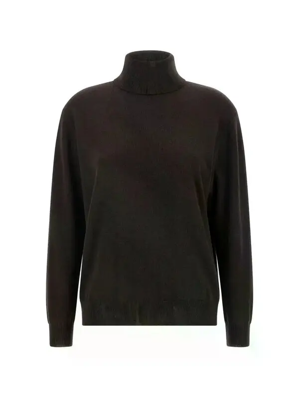 Brunello Cucinelli High-neck Cashmere Sweater With Monile Detail - Brown
