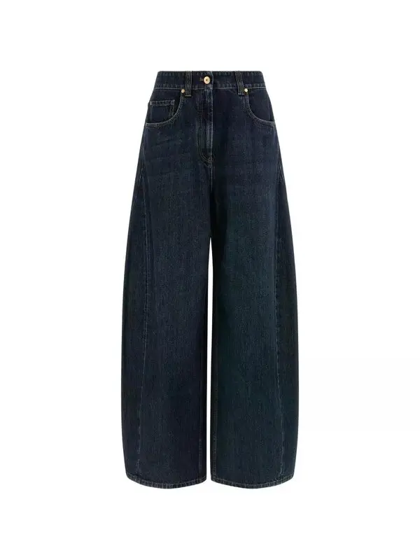 Brunello Cucinelli Monile Detail Wide Barrel Jeans - Blue