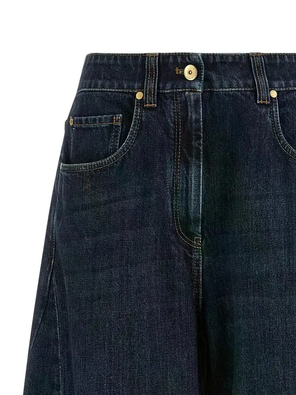 Brunello Cucinelli Monile Detail Wide Barrel Jeans